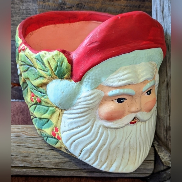 Christmas Santa Pot | Holiday | Vintage Collectible Christmas Santa Pot ...